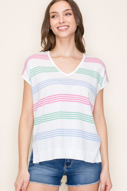 Stephanie Striped V-neck Top – Peacocks & Pearls Lexington
