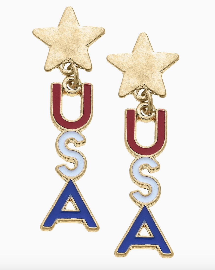 USA Star Enamel Earrings in Red, White & Blue – Peacocks & Pearls Lexington