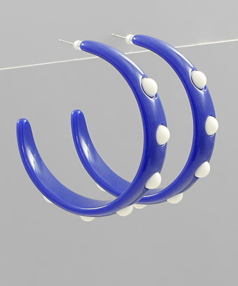 Blue & White Bubble Dot Hoops – Peacocks & Pearls Lexington