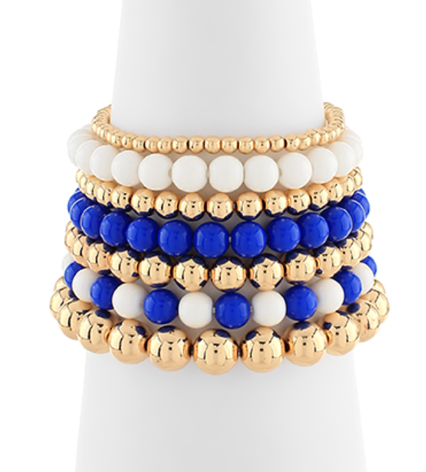Blue & White Seven Row Bead Bracelet – Peacocks & Pearls Lexington