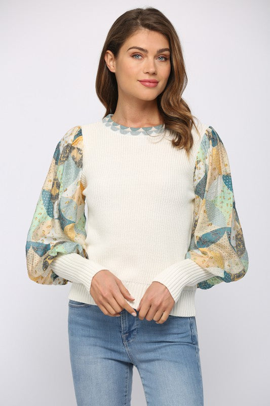 Contrast Sleeves Cream Body Sweater – Peacocks & Pearls Lexington
