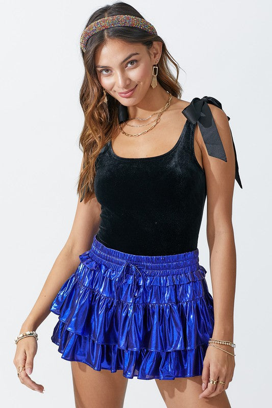 Royal Blue Metallic Tiered Ruffle Skort – Peacocks & Pearls Lexington