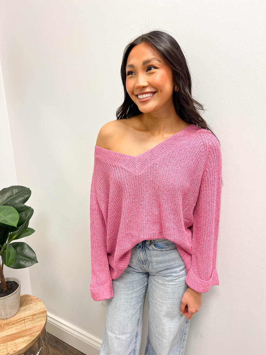 Pink Light V Neck Hi-Lo Sweater – Peacocks & Pearls Lexington