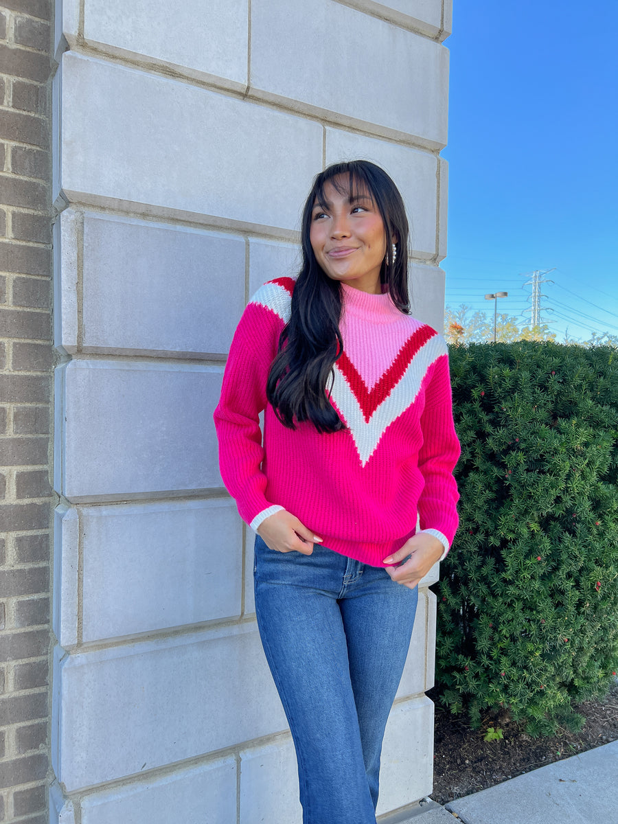 Multi Color Chevron Mock Neck Sweater – Peacocks & Pearls Lexington